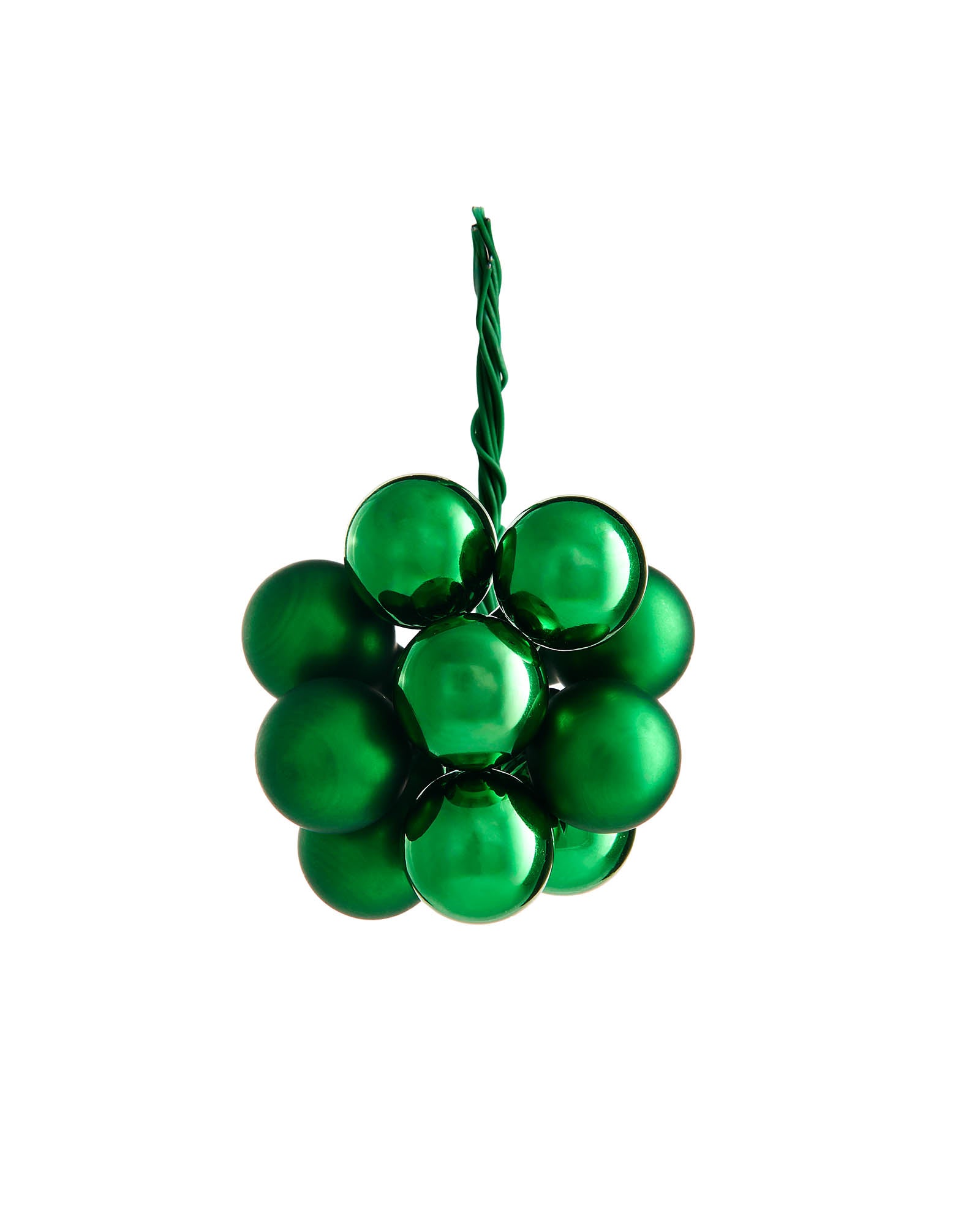 Christmas Green Glass Berry Cluster Baubles, 10 Pack