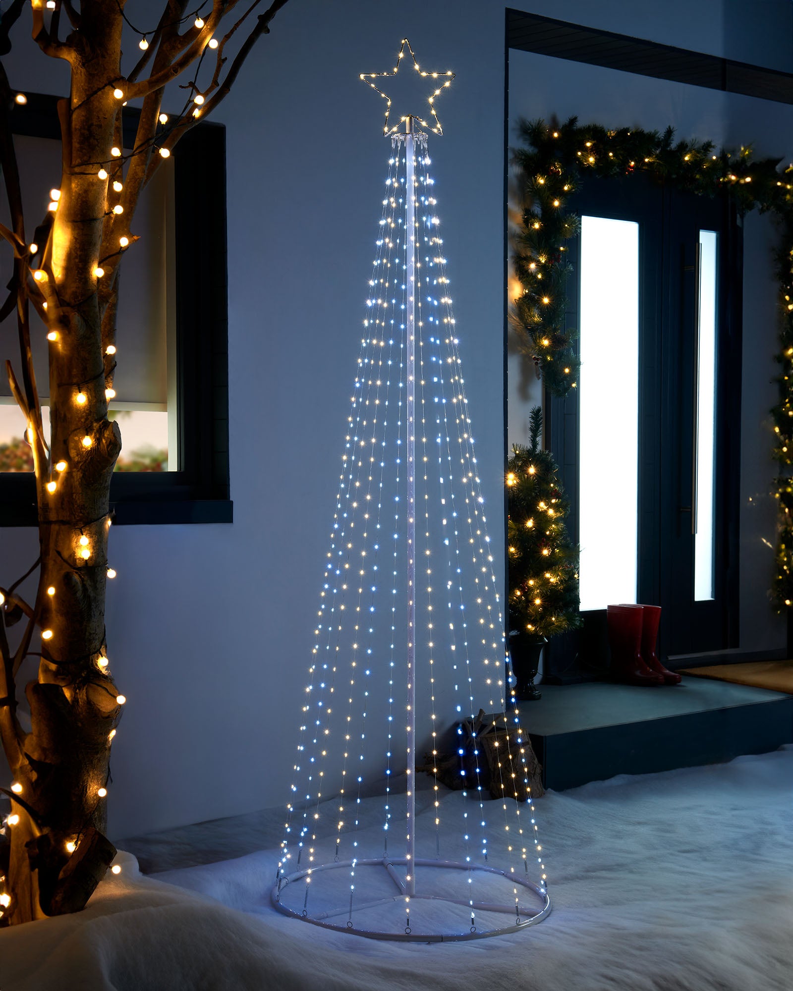 Waterfall Christmas Tree, White, 2.1 m