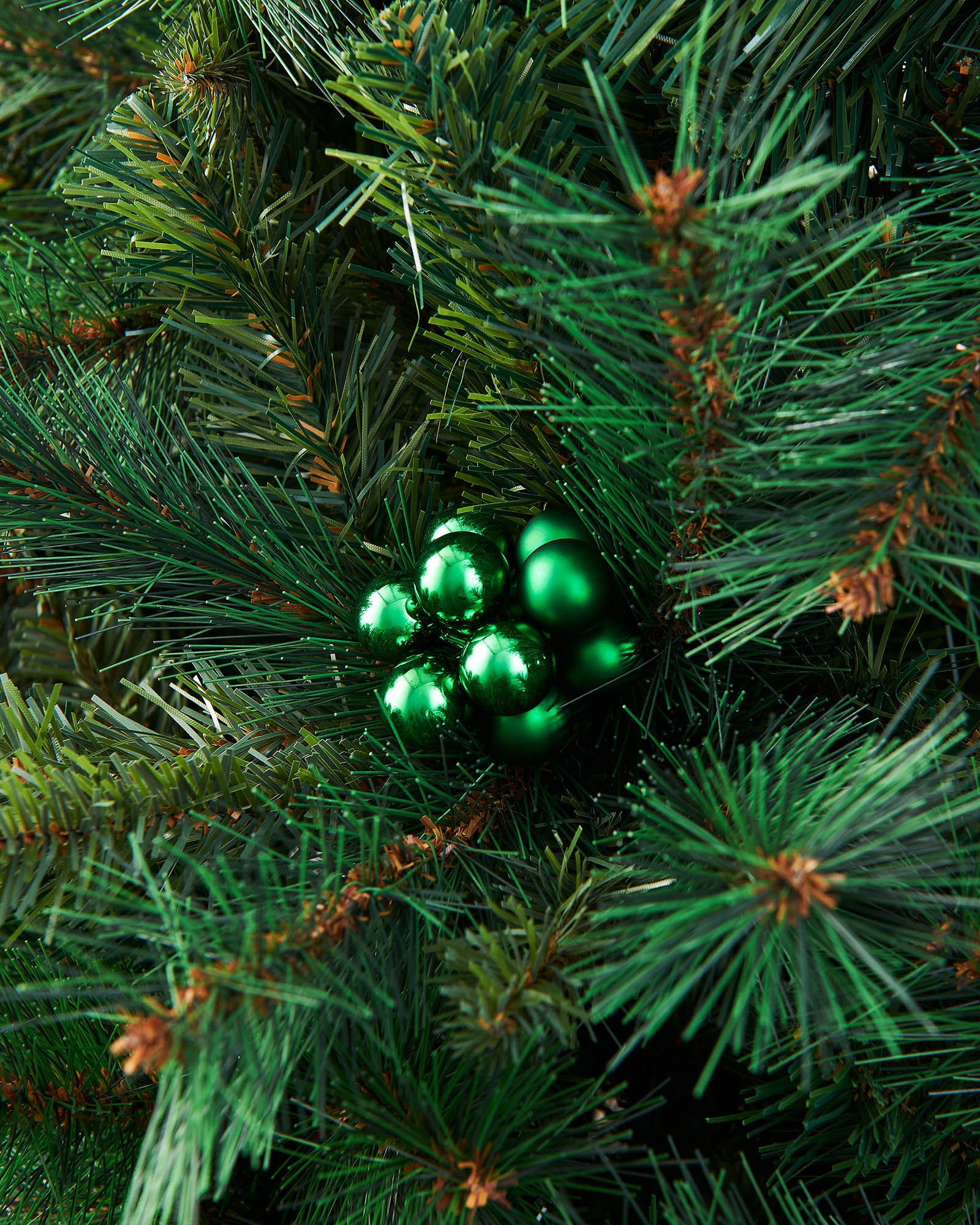 Christmas Green Glass Berry Cluster Baubles, 10 Pack
